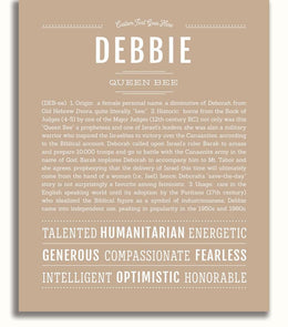 Debbie Personalized Name Meaning Art Prints – Name Stories