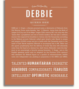 Debbie Personalized Name Meaning Art Prints – Name Stories