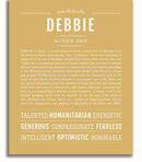 Debbie Personalized Name Meaning Art Prints – Name Stories