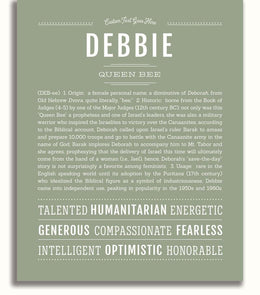 Debbie Personalized Name Meaning Art Prints – Name Stories