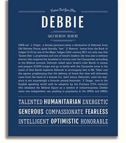 Debbie Personalized Name Meaning Art Prints – Name Stories
