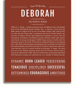 Deborah Personalized Name Meaning Art Prints – Name Stories