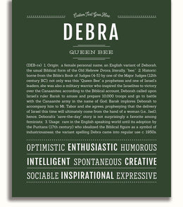 Debra Personalized Name Meaning Art Prints – Name Stories