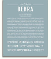 Debra Personalized Name Meaning Art Prints – Name Stories