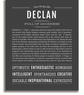 Declan Personalized Name Meaning Art Prints – Name Stories