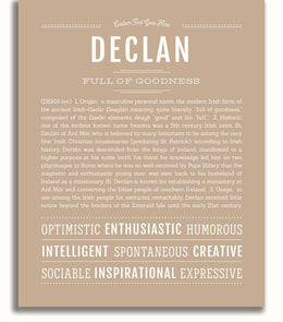 Declan Personalized Name Meaning Art Prints – Name Stories