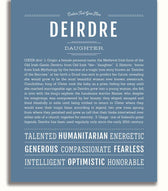 Deirdre Personalized Name Meaning Art Prints – Name Stories