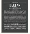 Deklan Personalized Name Meaning Art Prints – Name Stories