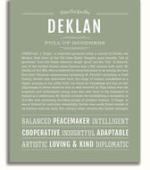 Deklan Personalized Name Meaning Art Prints – Name Stories