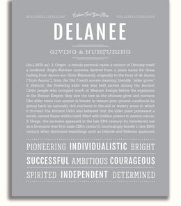 Delanee Personalized Name Meaning Art Prints – Name Stories