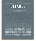 Delanee Personalized Name Meaning Art Prints – Name Stories