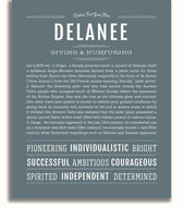 Delanee Personalized Name Meaning Art Prints – Name Stories