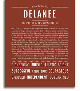 Delanee Personalized Name Meaning Art Prints – Name Stories
