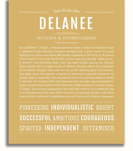 Delanee Personalized Name Meaning Art Prints – Name Stories