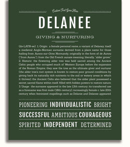 Delanee Personalized Name Meaning Art Prints – Name Stories