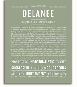Delanee Personalized Name Meaning Art Prints – Name Stories