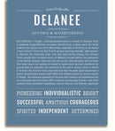 Delanee Personalized Name Meaning Art Prints – Name Stories