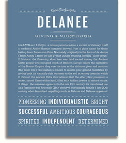 Delanee Personalized Name Meaning Art Prints – Name Stories
