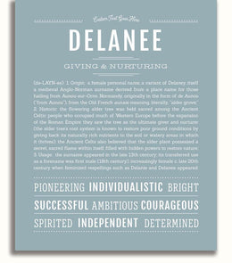 Delanee Personalized Name Meaning Art Prints – Name Stories