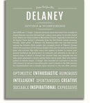 Delaney Personalized Name Meaning Art Prints – Name Stories
