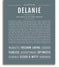 Delanie Personalized Name Meaning Art Prints – Name Stories