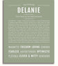 Delanie Personalized Name Meaning Art Prints – Name Stories