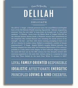 Delilah Personalized Name Meaning Art Prints – Name Stories