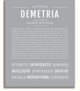 Demetria Personalized Name Meaning Art Prints – Name Stories