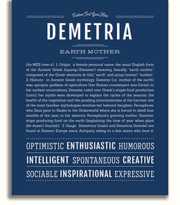Demetria | Name Art Print – Name Stories
