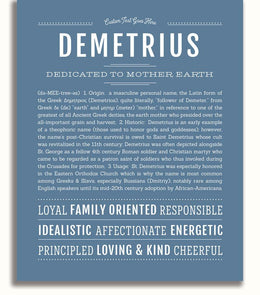 Demetrius Personalized Name Meaning Art Prints – Name Stories