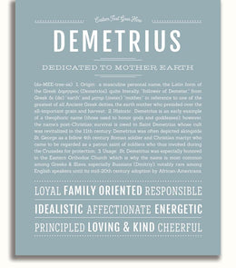 Demetrius Personalized Name Meaning Art Prints – Name Stories