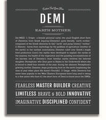 Demi Personalized Name Meaning Art Prints – Name Stories