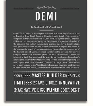 Demi Personalized Name Meaning Art Prints – Name Stories