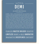 Demi Personalized Name Meaning Art Prints – Name Stories