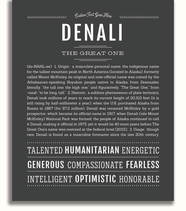 Denali (male) | Name Art Print - Personalized Custom Gifts – Name Stories