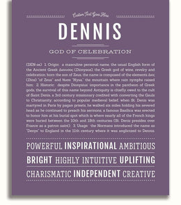 Dennis Personalized Name Meaning Art Prints – Name Stories