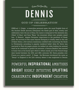 Dennis Personalized Name Meaning Art Prints – Name Stories