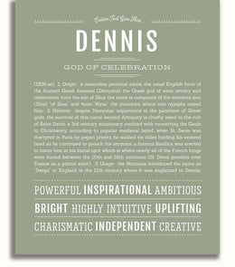 Dennis Personalized Name Meaning Art Prints – Name Stories