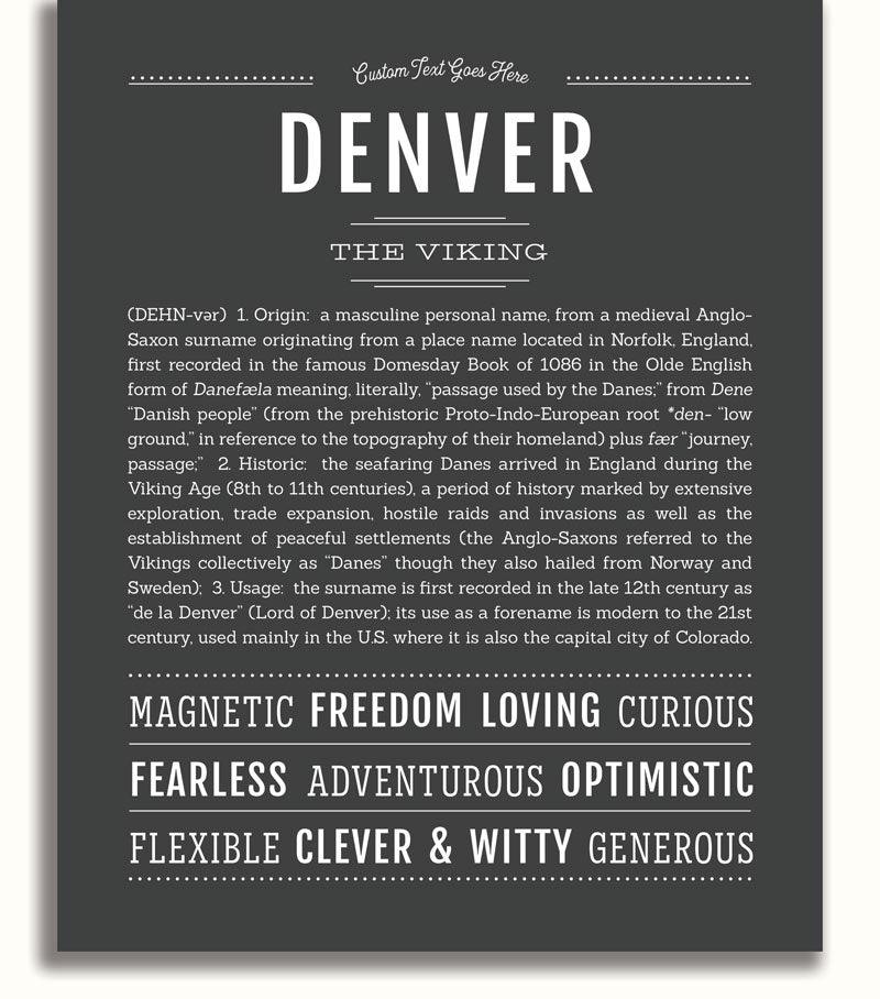Denver Personalized Name Meaning Art Prints – Name Stories