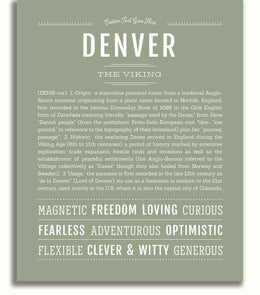 Denver Personalized Name Meaning Art Prints – Name Stories