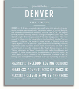 Denver Personalized Name Meaning Art Prints – Name Stories
