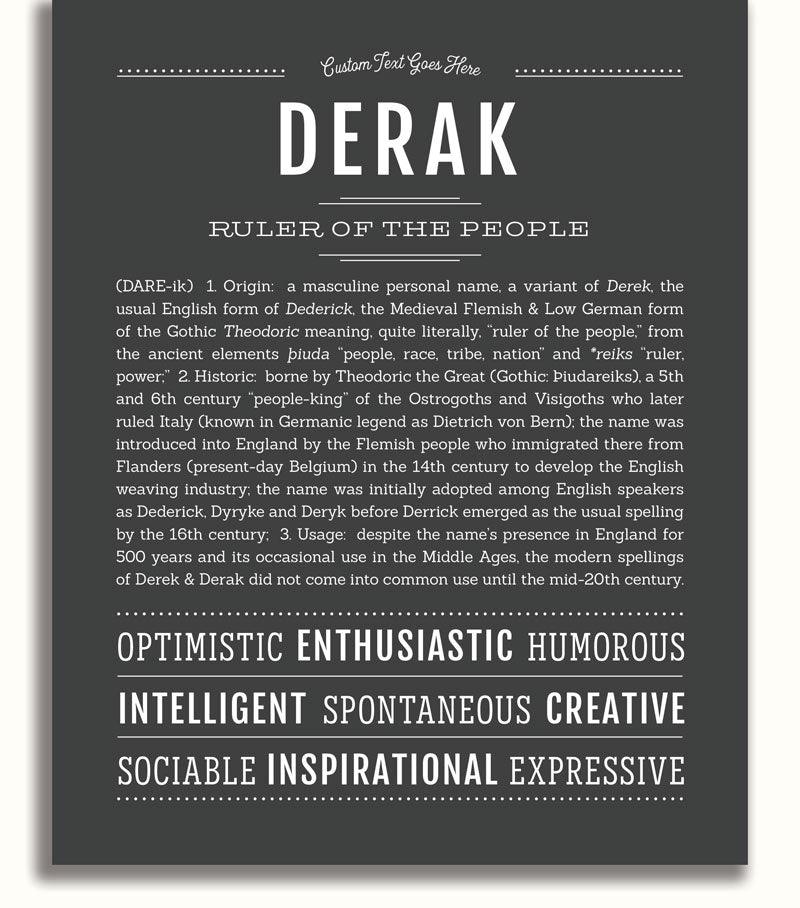 Derak Personalized Name Meaning Art Prints – Name Stories