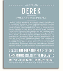 Derek Personalized Name Meaning Art Prints – Name Stories