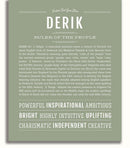 Derik Personalized Name Meaning Art Prints – Name Stories