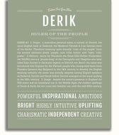 Derik Personalized Name Meaning Art Prints – Name Stories