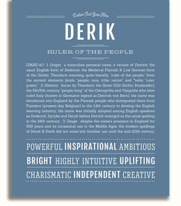 Derik Personalized Name Meaning Art Prints – Name Stories
