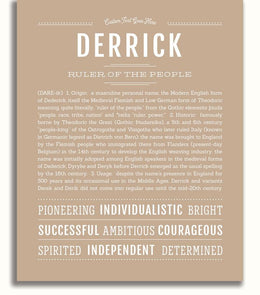 Derrick Personalized Name Meaning Art Prints – Name Stories