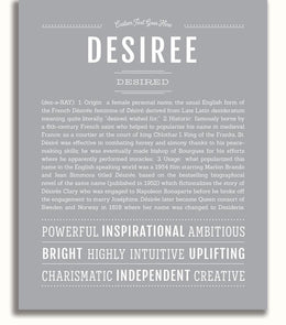 Desiree Personalized Name Meaning Art Prints – Name Stories