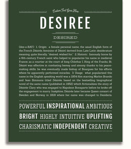 Desiree Personalized Name Meaning Art Prints – Name Stories
