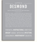 Desmond Personalized Name Meaning Art Prints – Name Stories